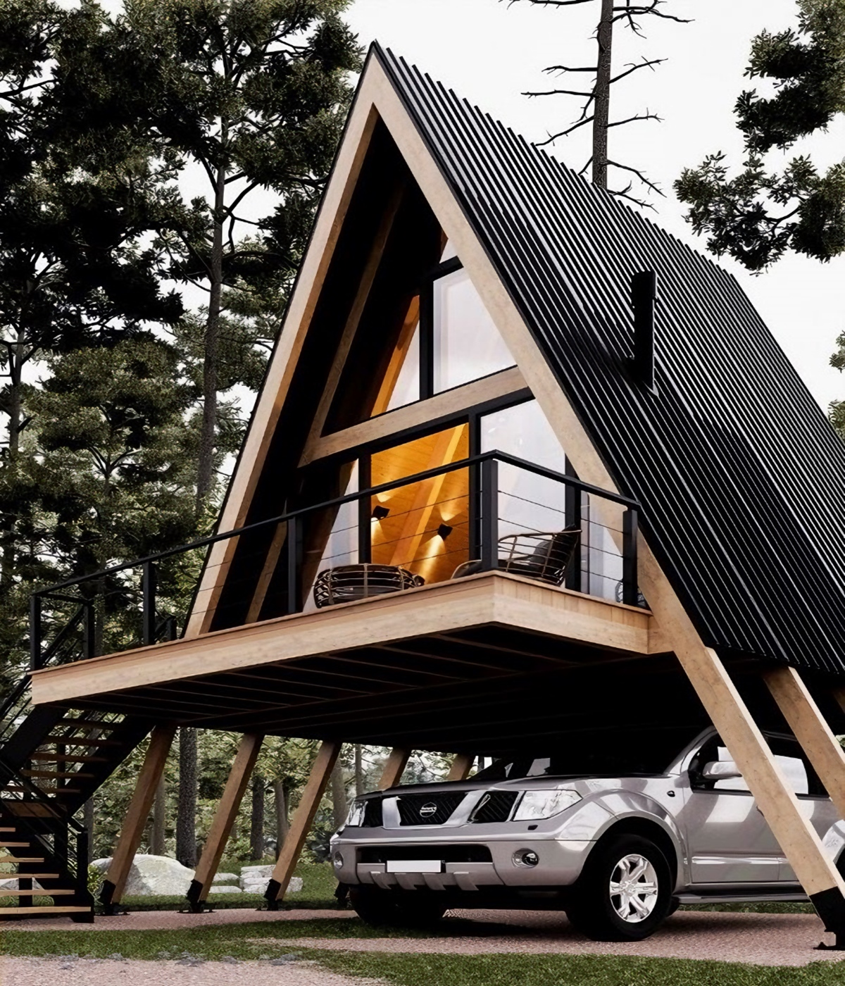 50m2 High Quality A-Frame Cabana Model - Trend House Designs