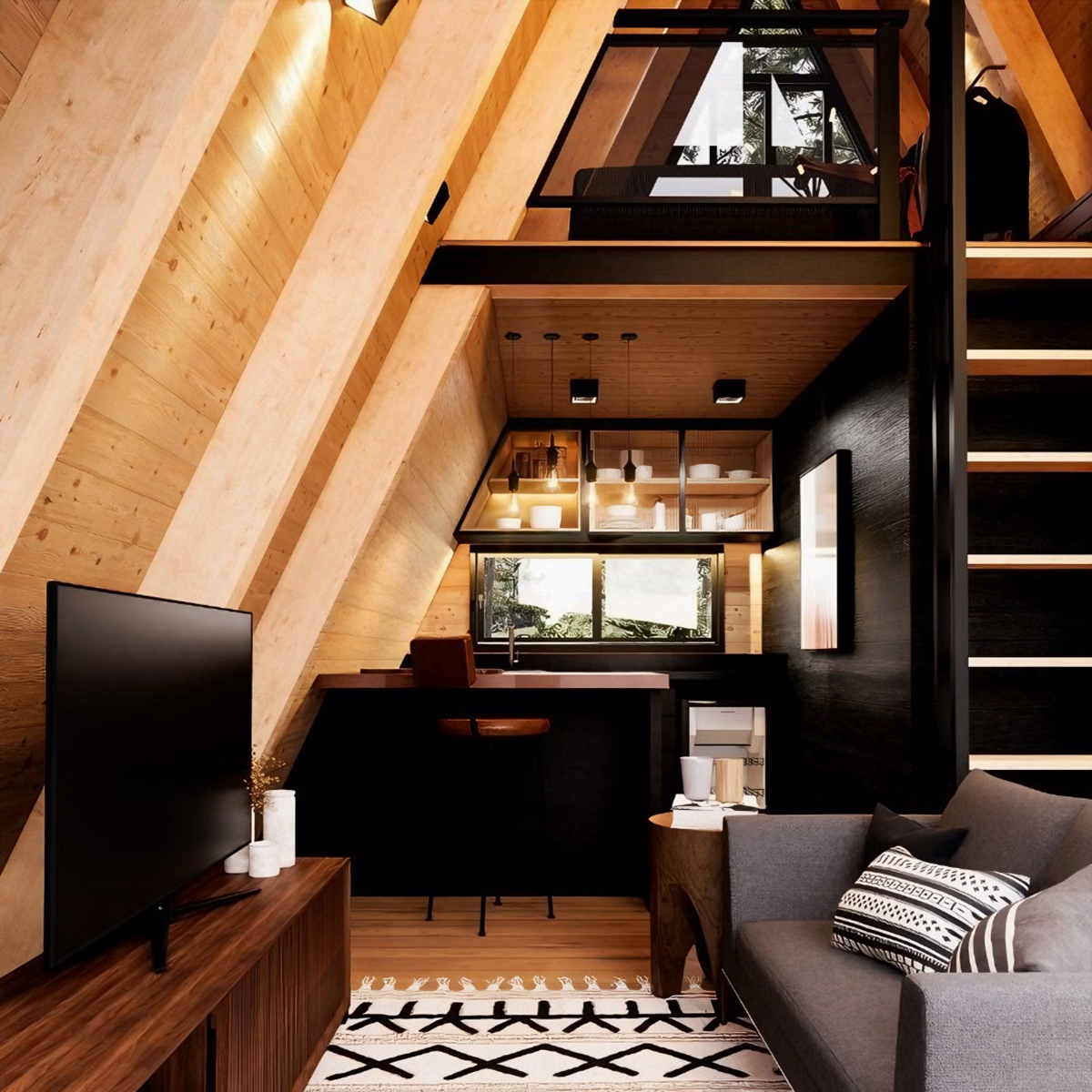 50m2 High Quality A-Frame Cabana Model: Creative Modern Living Space ...