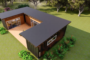 U Shaped Prefab Container House Example: 3x40 Feet Refabricated Living ...