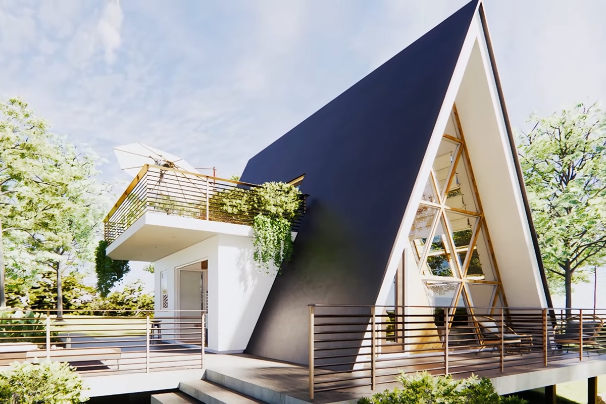 Tropical A-Frame House Model: Cozy Bohemian Design - Trend House Designs
