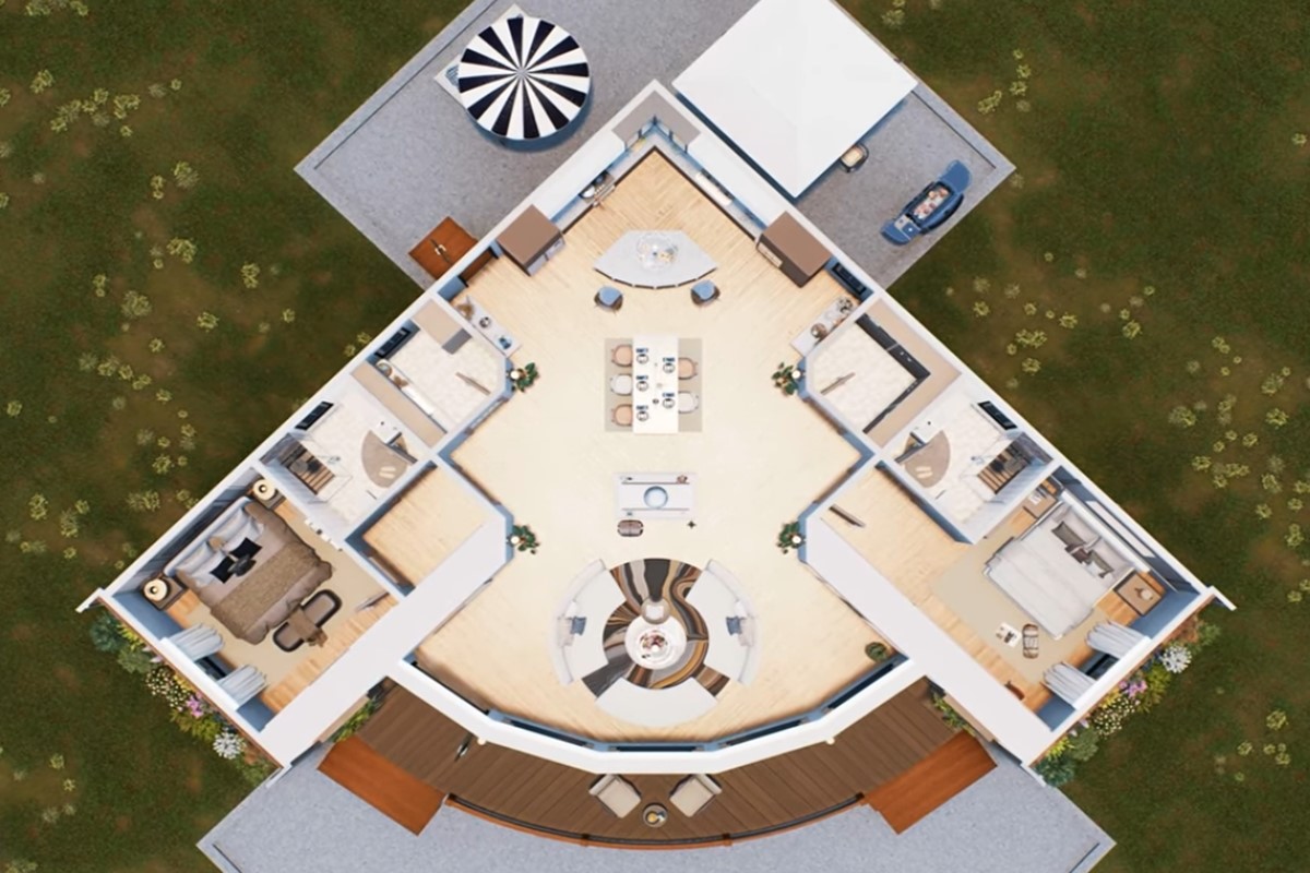 15x15 Meter V Shaped Dream House Model - Trend House Designs ...