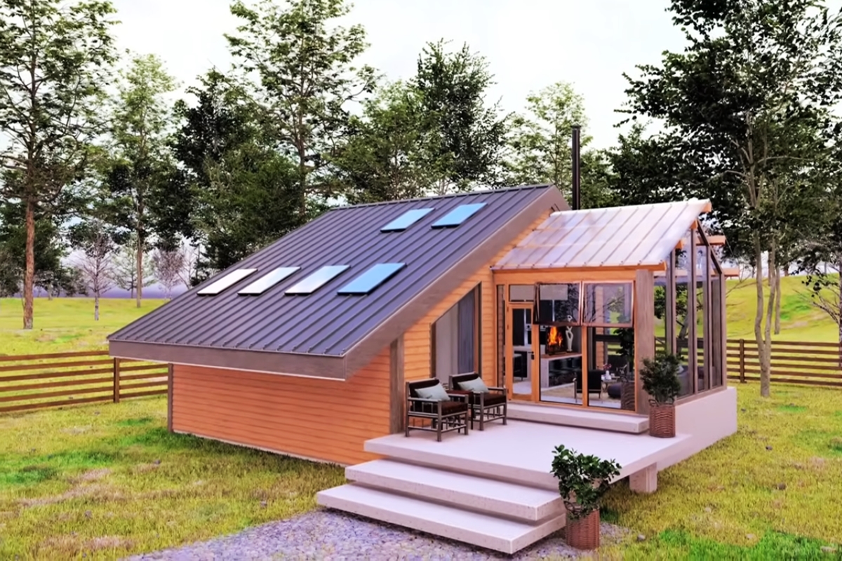 120m2 Symmetrical Billet Cabin Design Idea - Trend House Designs ...