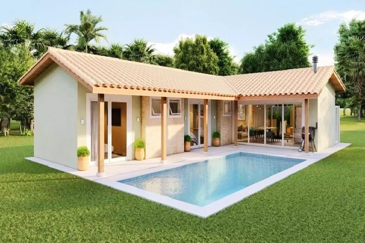 L Shaped Small House Plan: Offers 120 m2 of Usable Space for Large ...